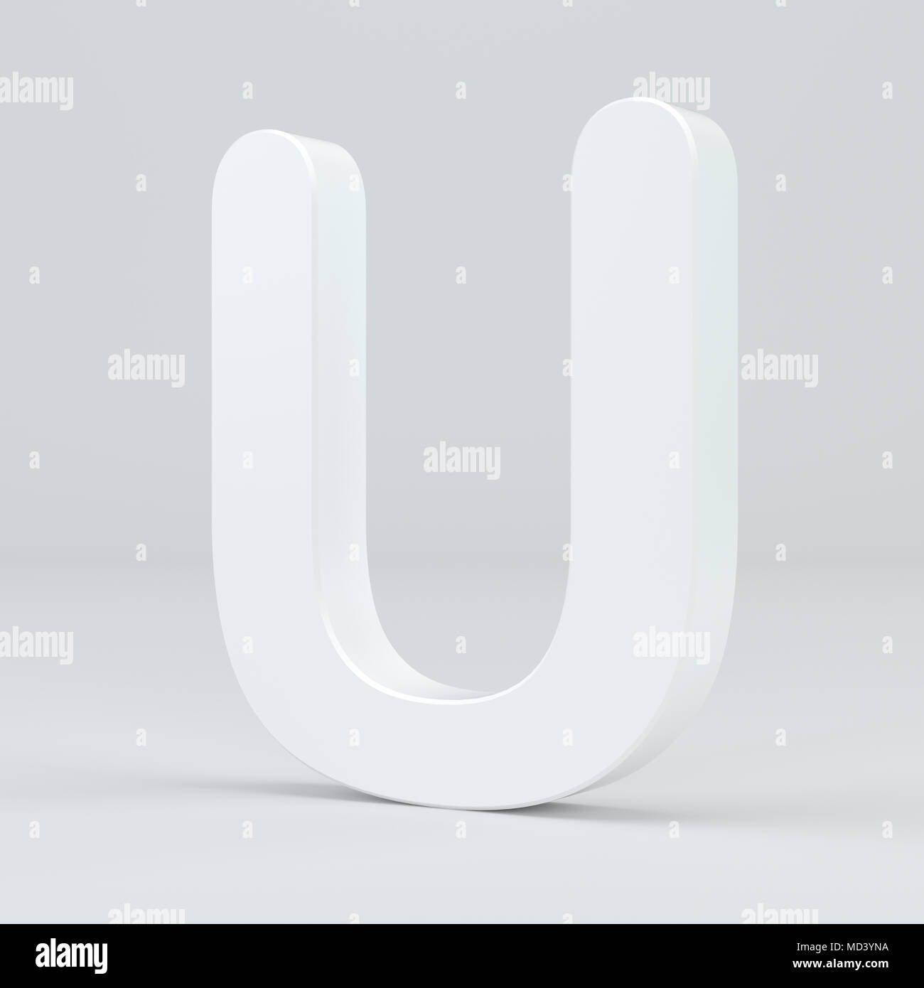 White letter U on studio light background. 3d rendering Stock Photo - Alamy