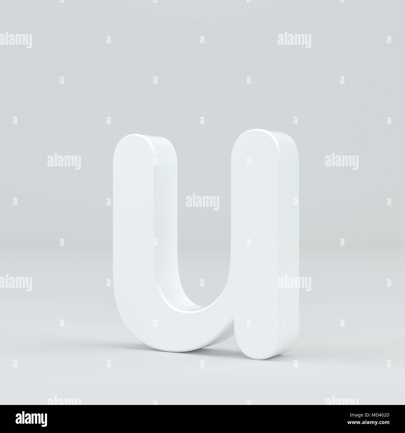 White small letter U on studio light background. 3d rendering Stock ...