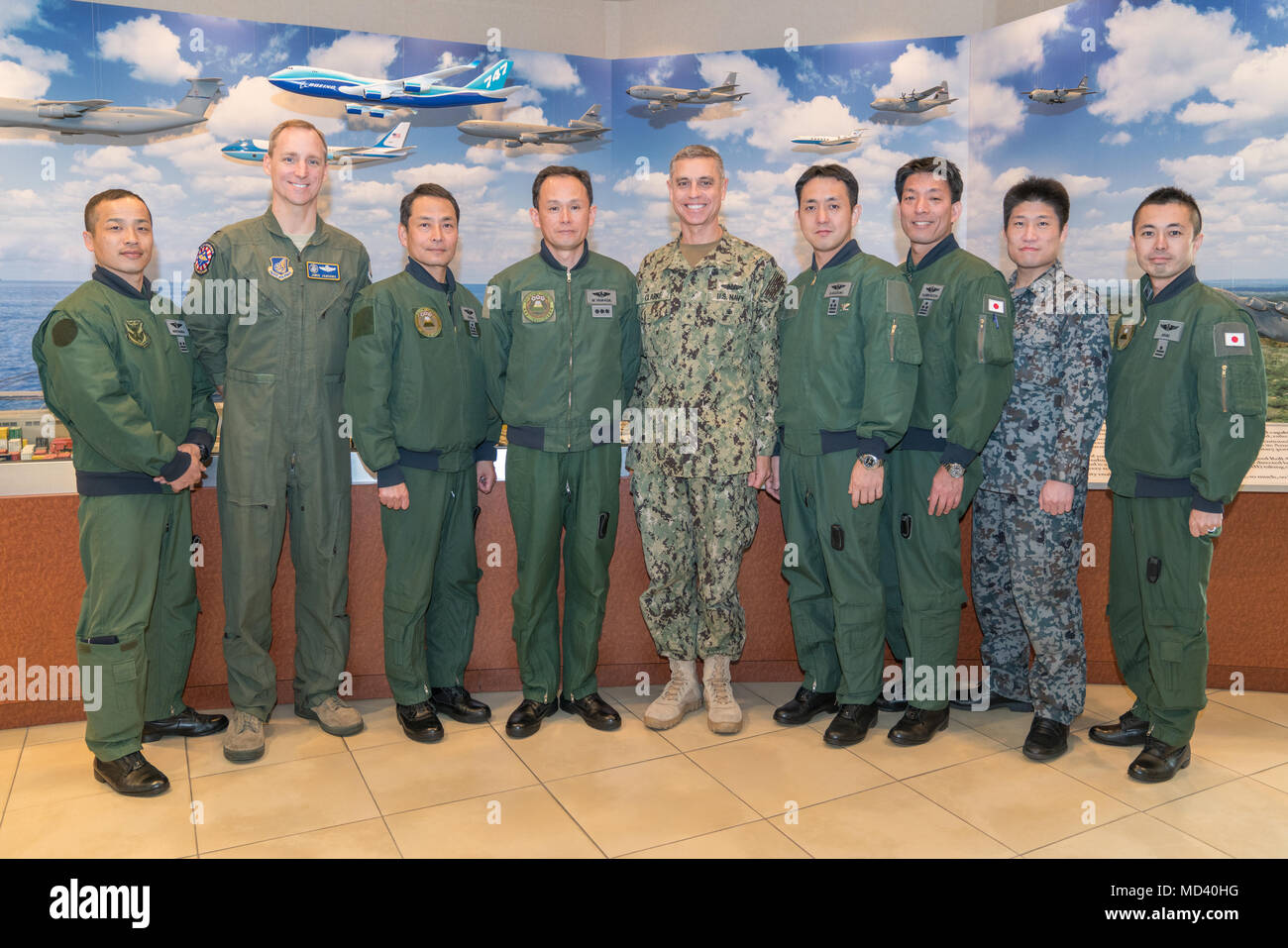 Lt. Gen. Masashi Yamada (center left), commander, Air Support Command ...
