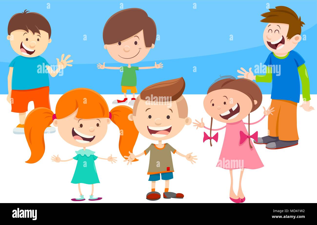 Cartoon Illustration of Elementary Age Kids Characters Set Stock Vector ...