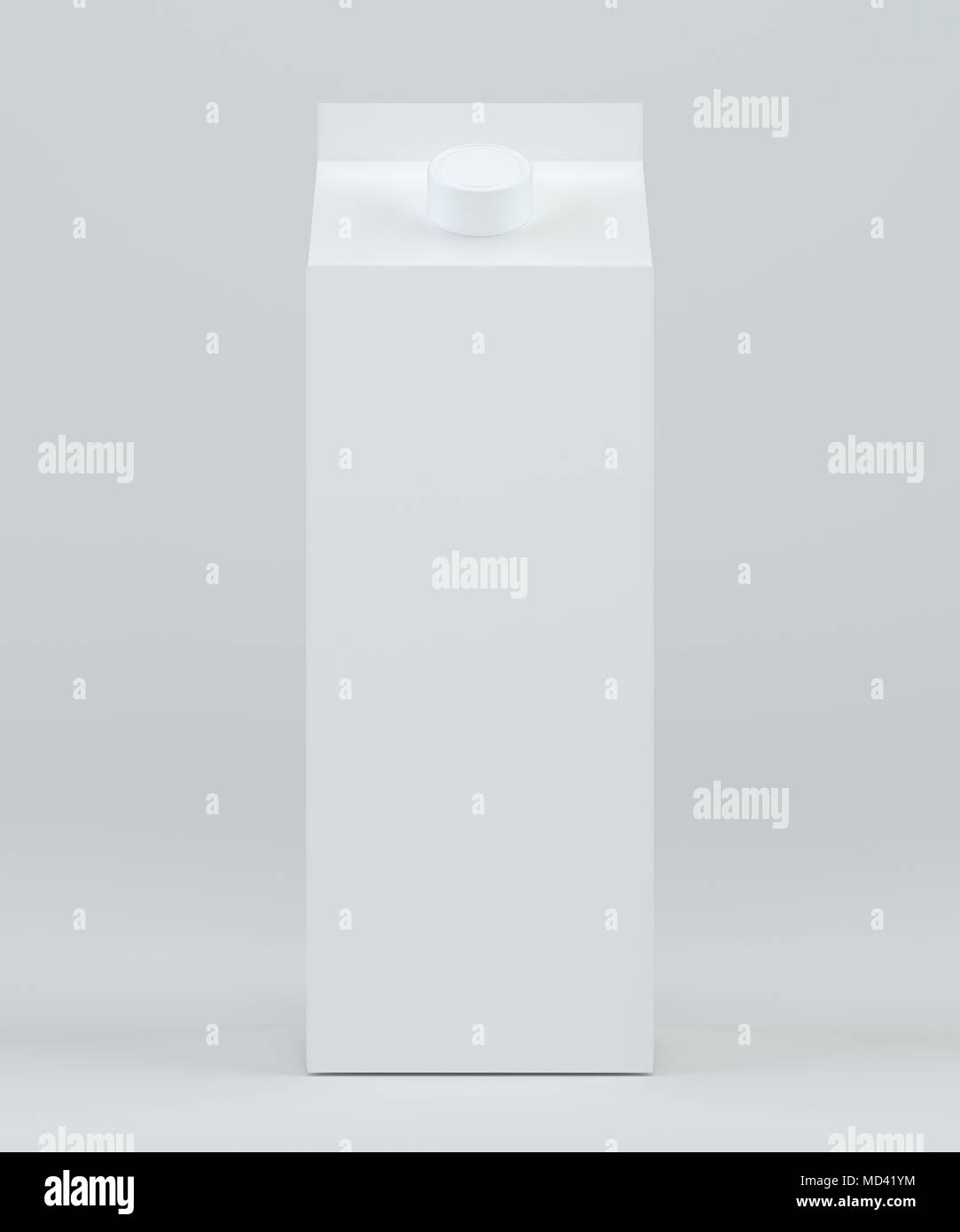 Milk box front view. Carton box with screw cap Mock-up. White clear ...