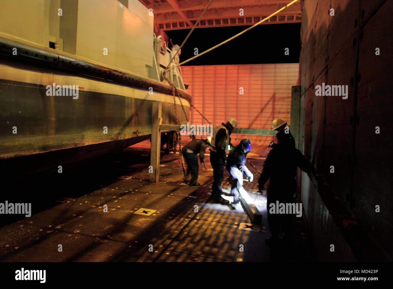 180315-N-KL769-197 ATLANTIC OCEAN (Mar. 15, 2018) Deck Department ...