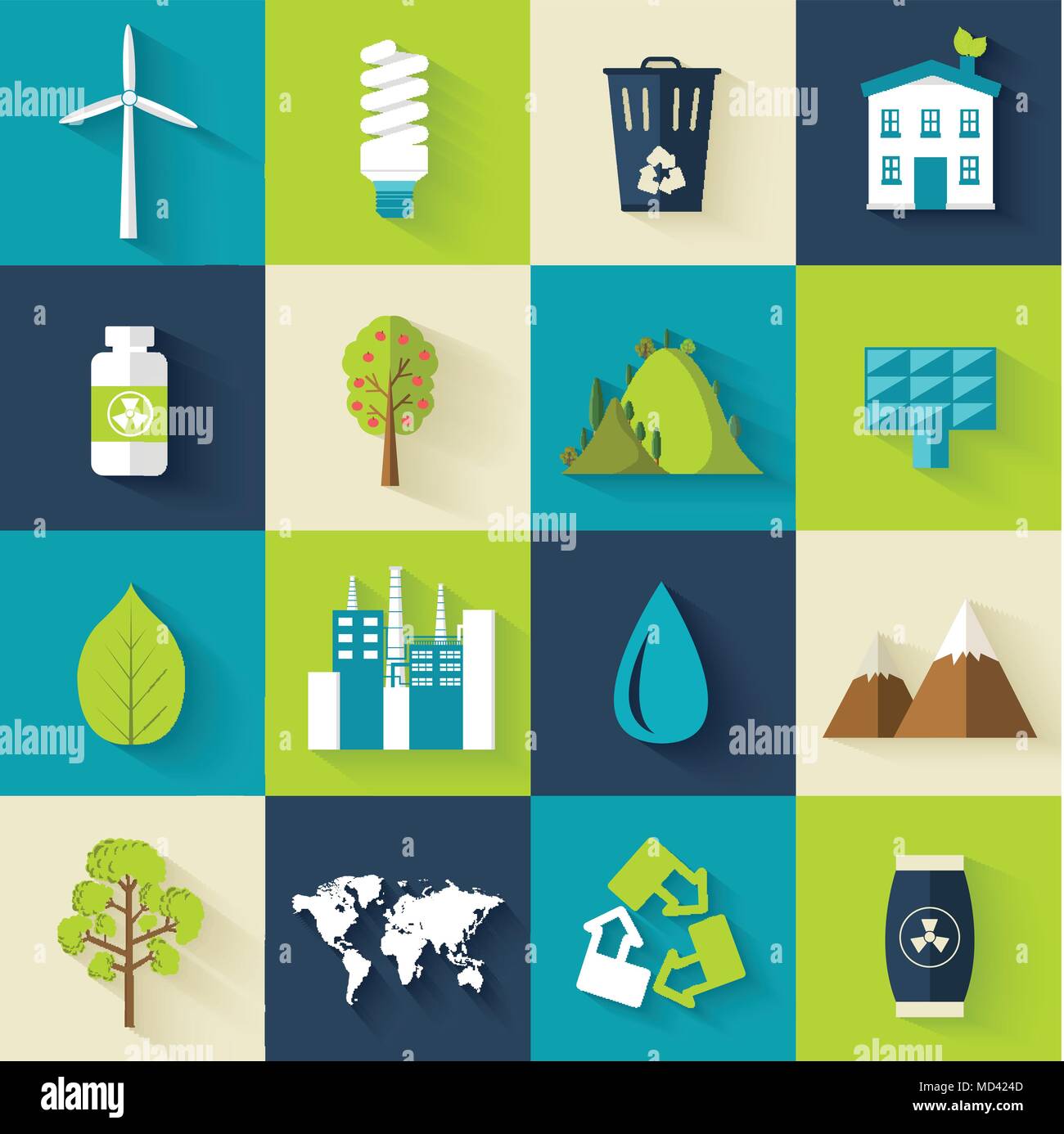 set of ecology flat icons illustration concept. Vector eco template of ...
