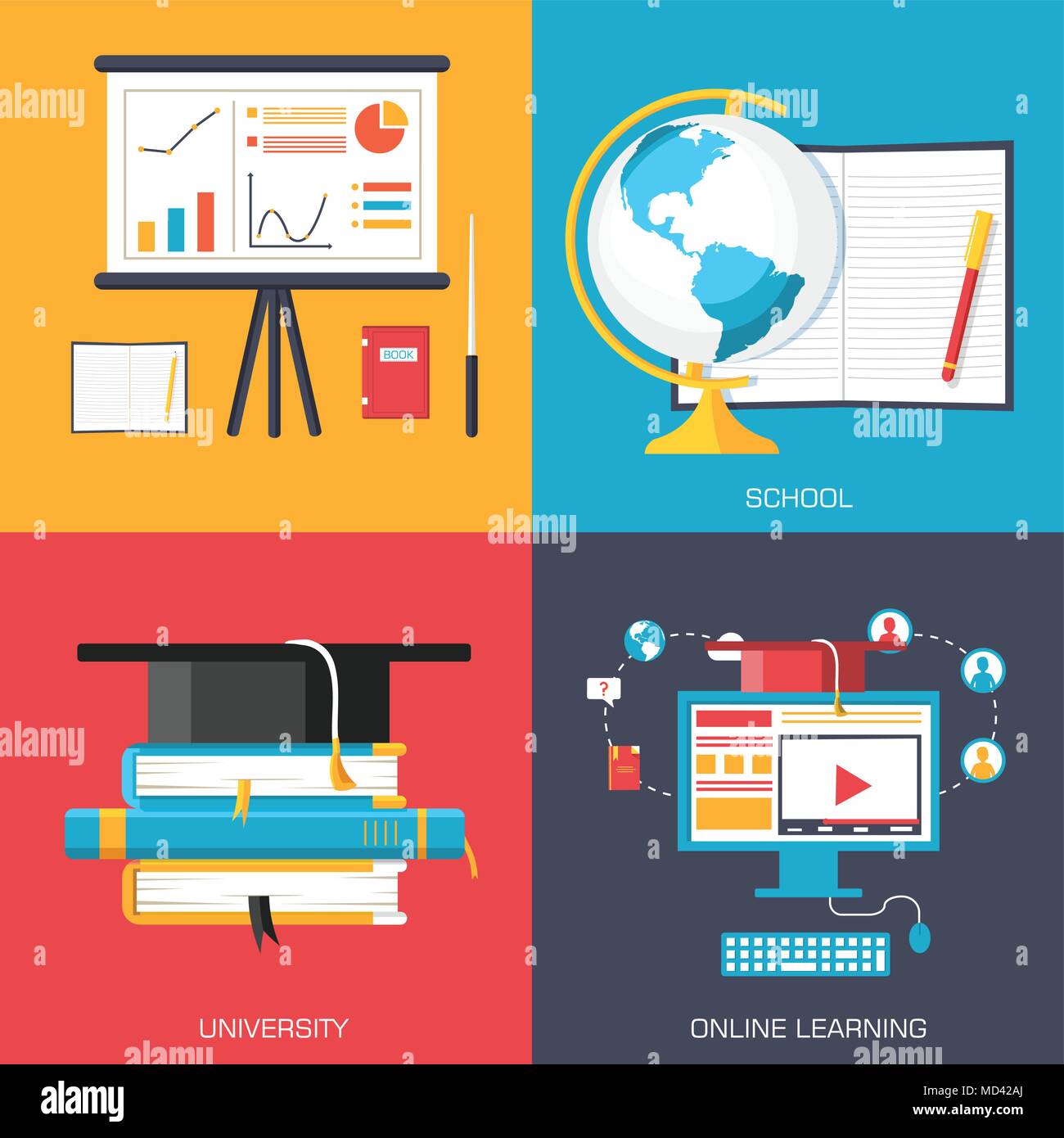 Education distance, online and academic school variations concept ...