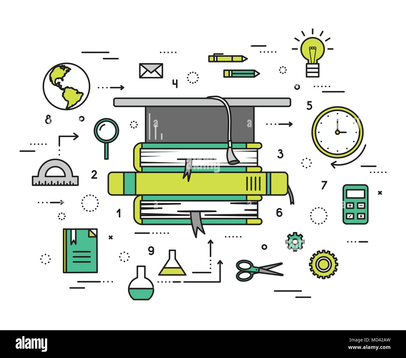 Thin line education objects modern illustration concept. Infographic ...