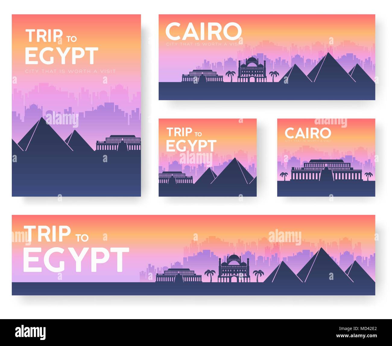 Egypt landscape vector banners set. Vector design illustration Stock ...