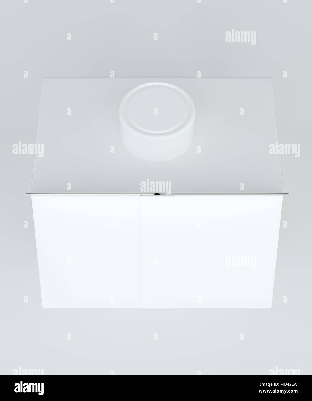 Milk box top view. Carton box with screw cap Mock-up. White clear empty ...