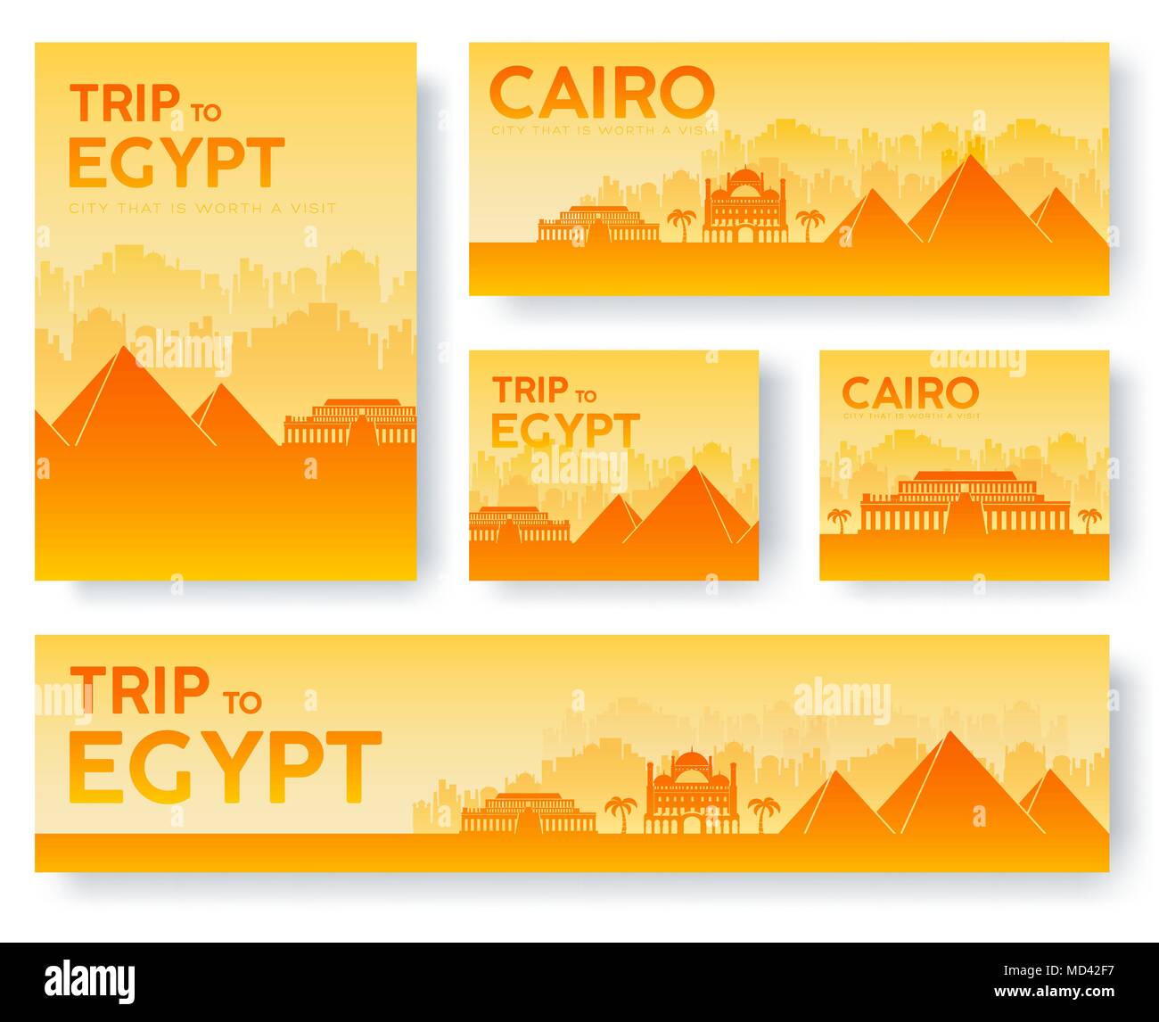 Set of Egypt landscape country ornament travel tour concept. Culture ...