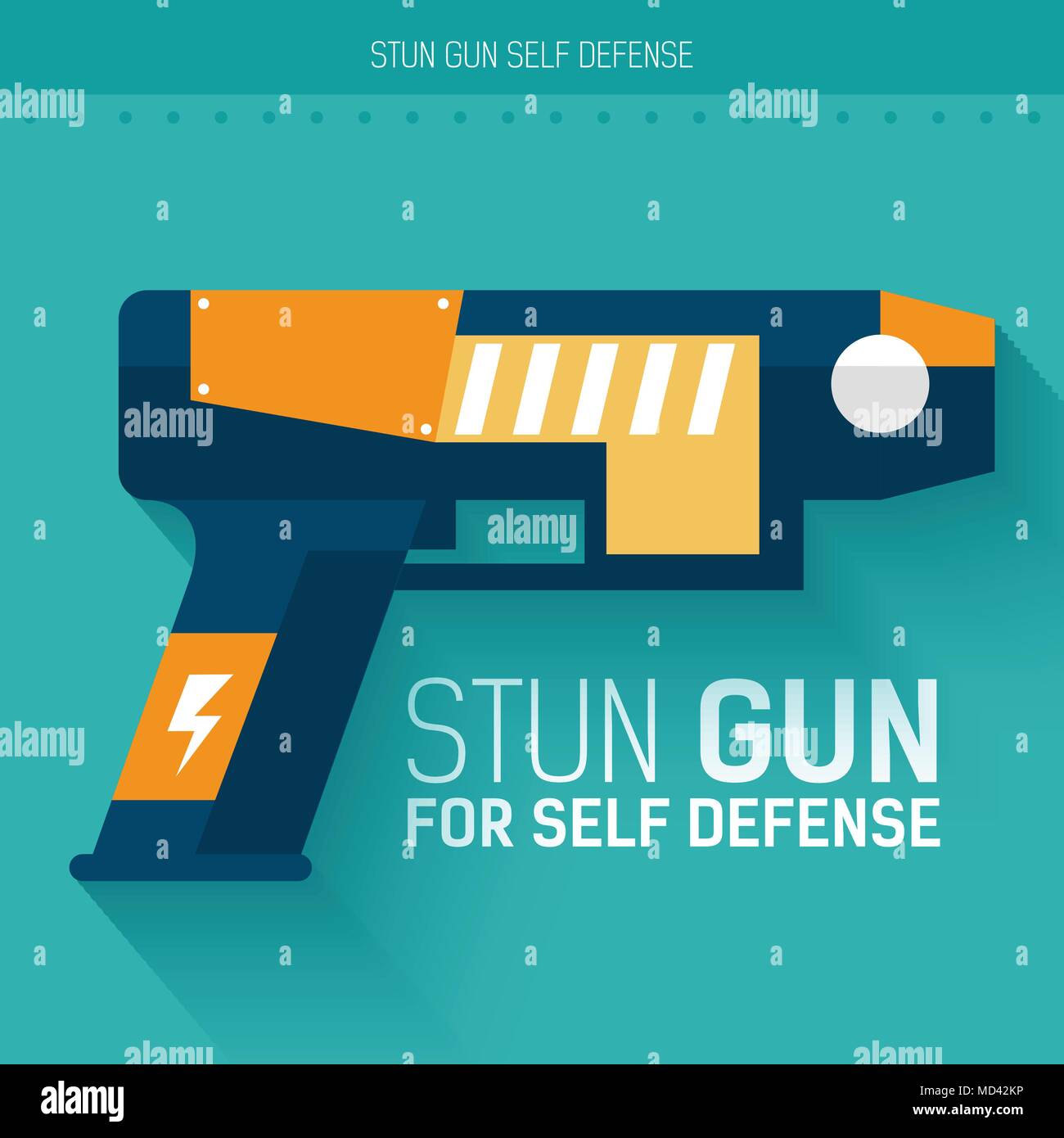 Stun gun for self defense. Vector icon illustration background ...