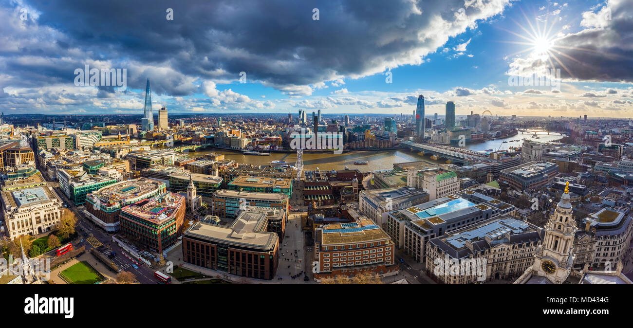 London, England - Panoramic skyline view of London with Millennium ...