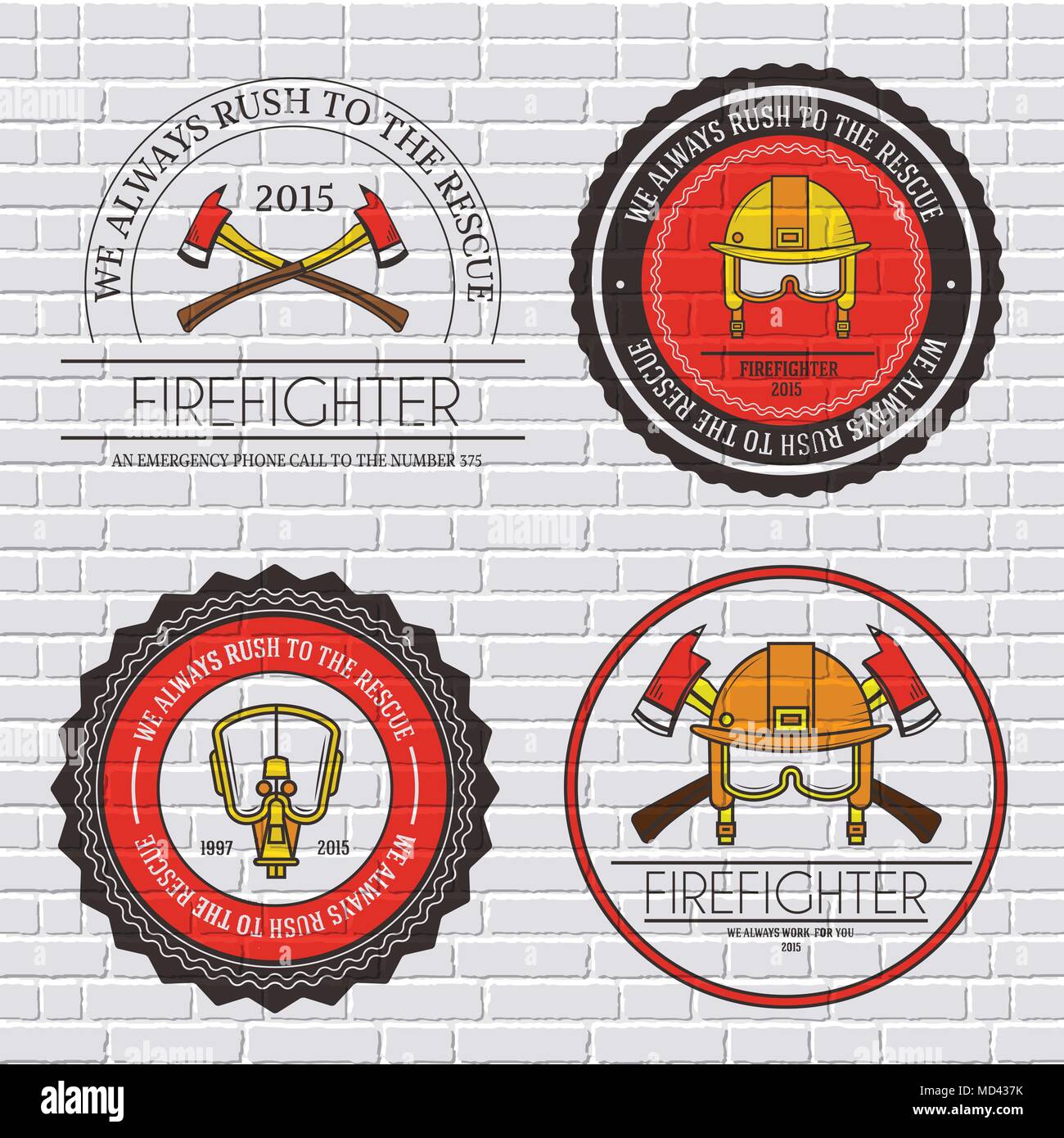 firefighter label template of emblem element for your product or design ...