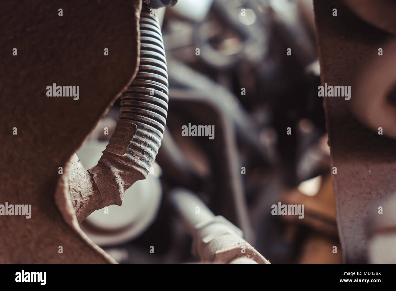 the car's engine closeup of hoses and tubes Stock Photo - Alamy