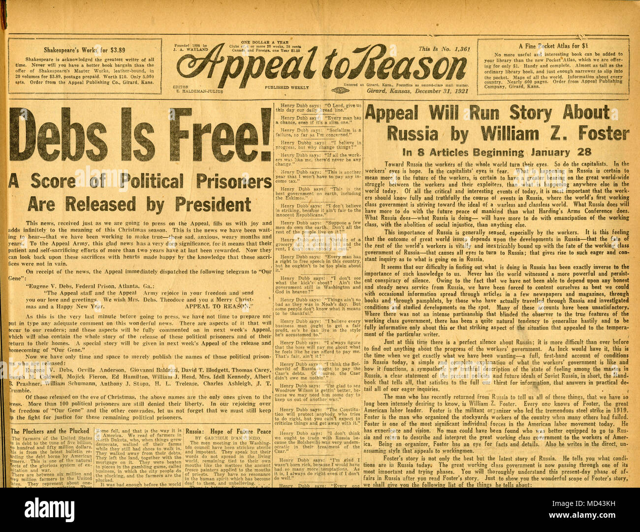 AMERICAN SOCIALIST: THE LIFE AND TIMES OF EUGENE VICTOR DEBS, Debs is ...