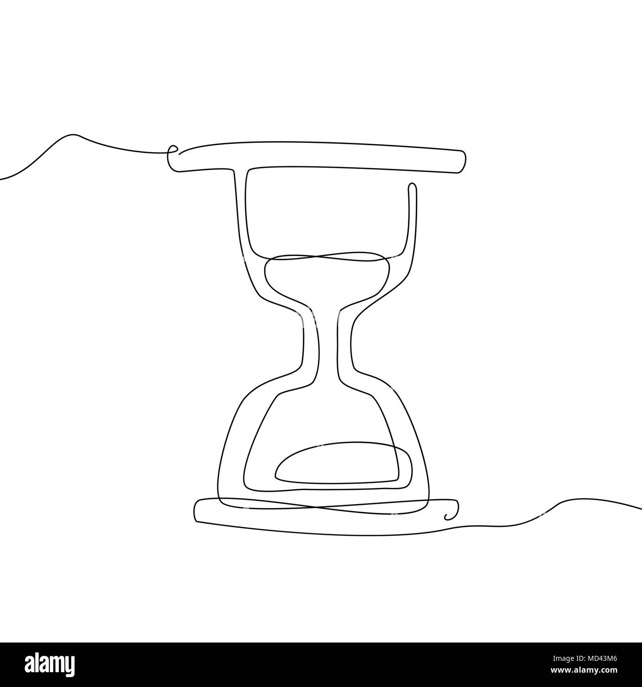 Hourglass continuous line time Cut Out Stock Images & Pictures - Alamy