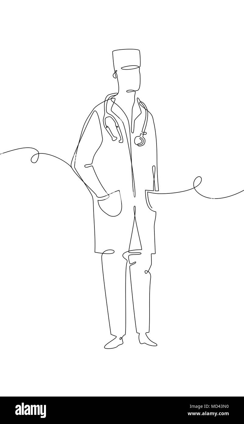 Doctor - one line design style illustration Stock Vector Image & Art ...