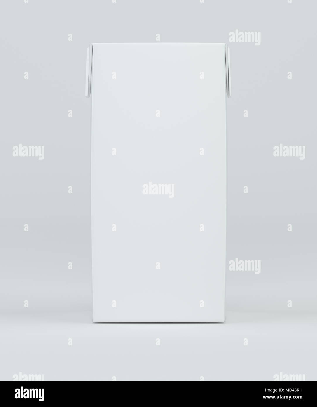 Milk box front view. Carton box with screw cap Mock-up. White clear ...