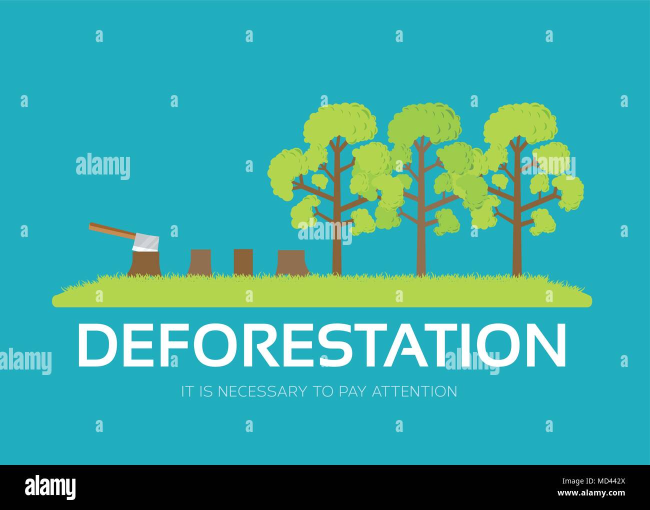 issue deforestation in flat design background concept. Ecological ...