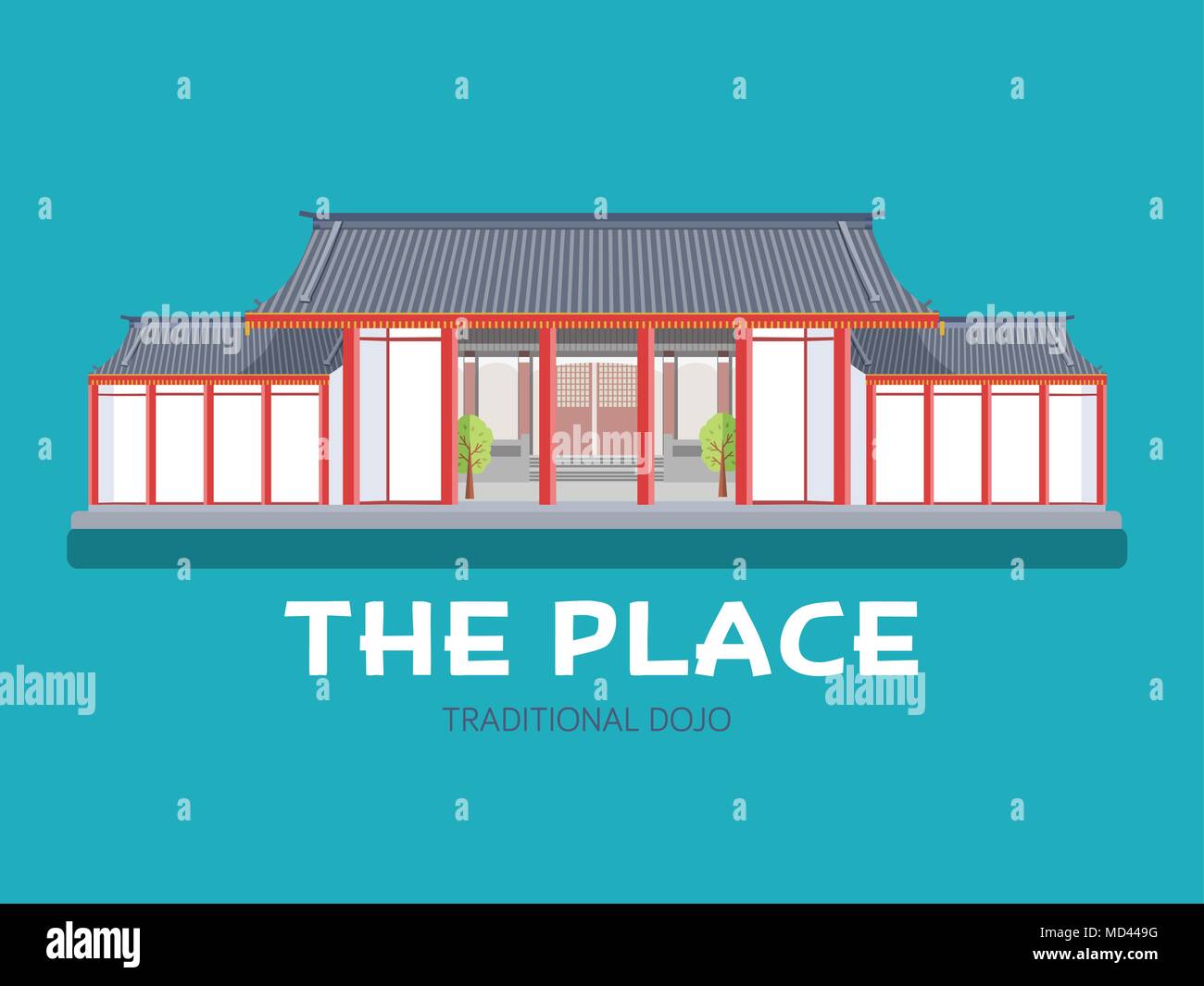 Japanese architecture house in flat design background concept. Japan ...