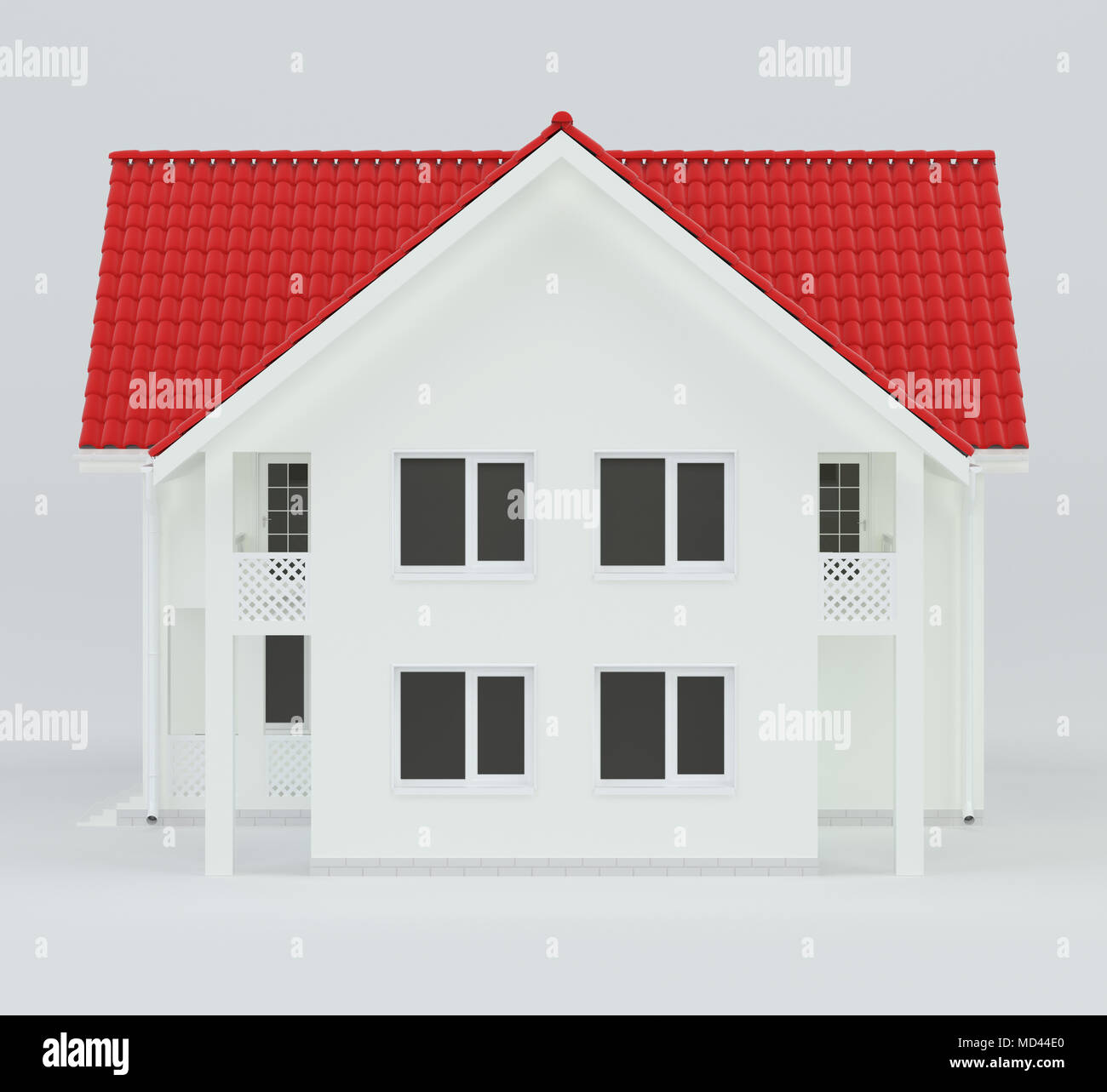 House modern contemporary style with red roof. 3d rendering Stock Photo ...