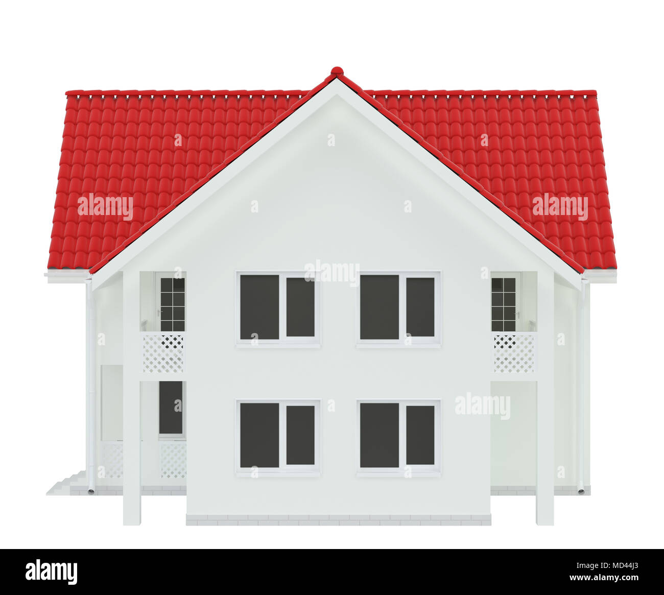 House modern contemporary style with red roof isolated on white ...