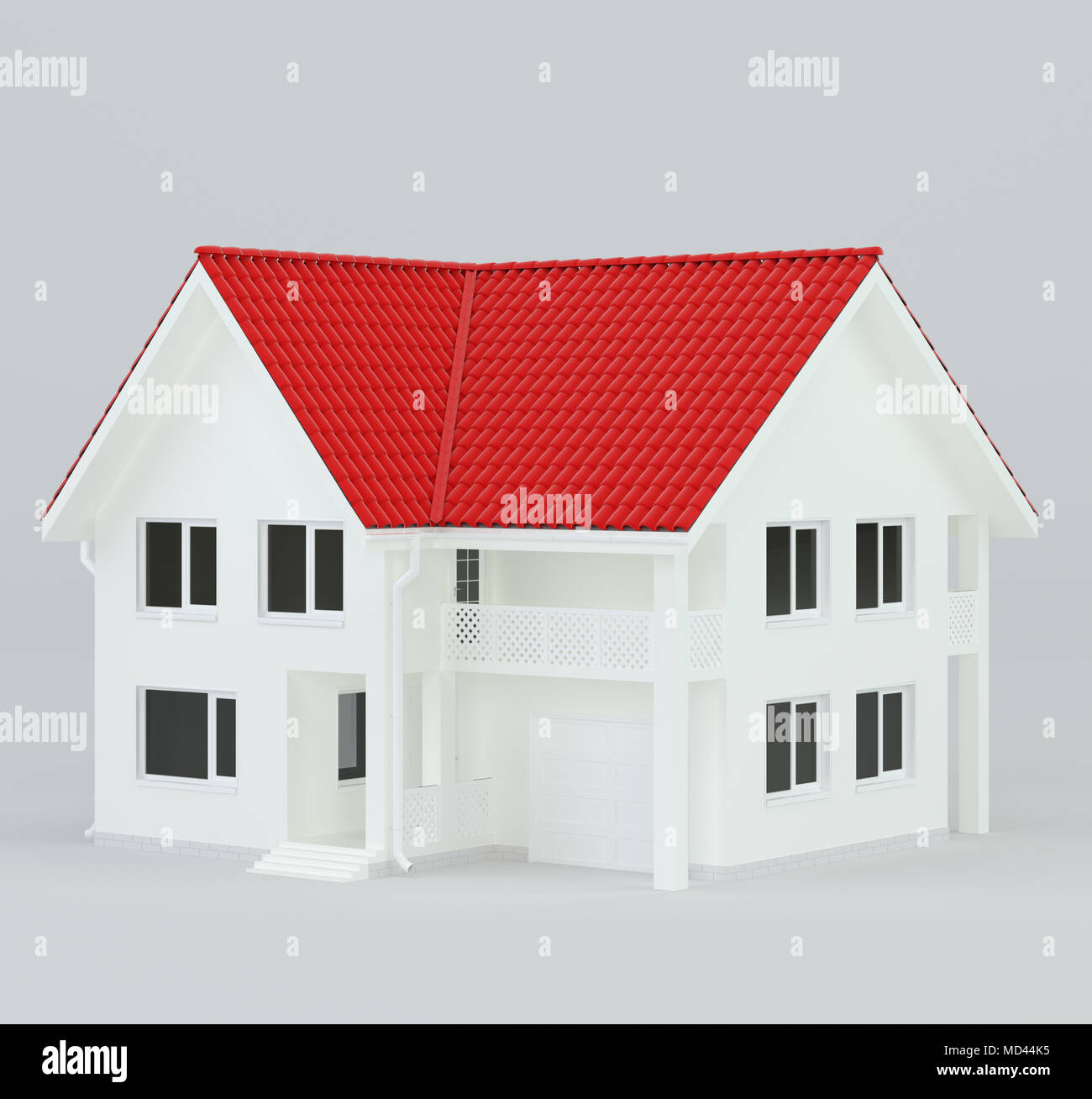 House modern contemporary style with red roof. 3d rendering Stock Photo ...