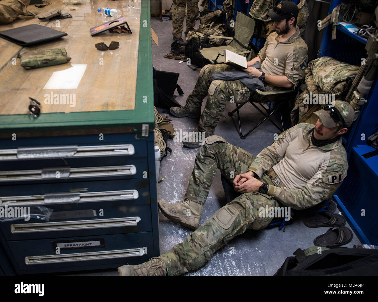 U.S. Air Force pararescuemen, assigned to the 83rd Expeditionary Rescue ...