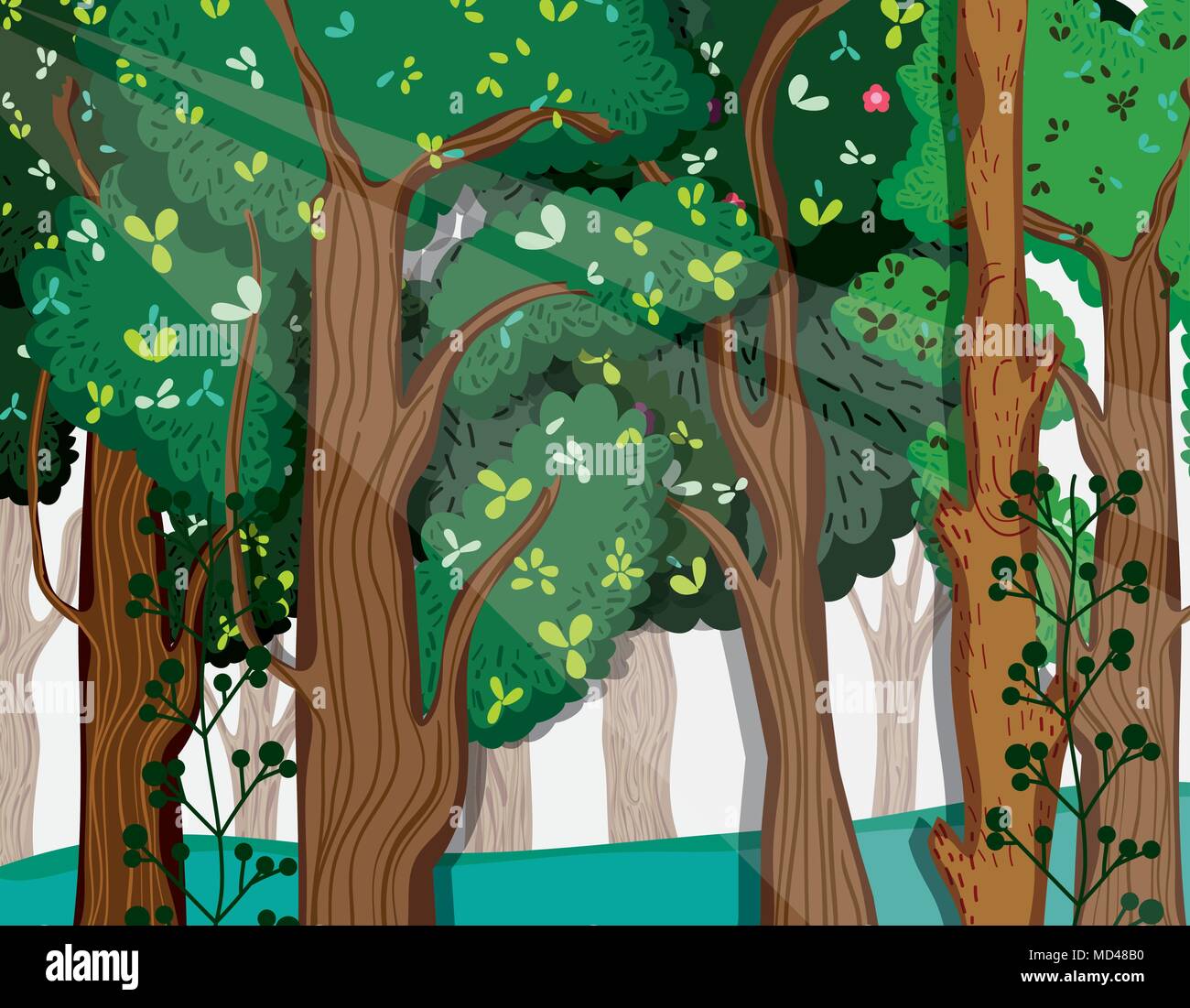 Beautiful forest scenery Stock Vector Image & Art - Alamy