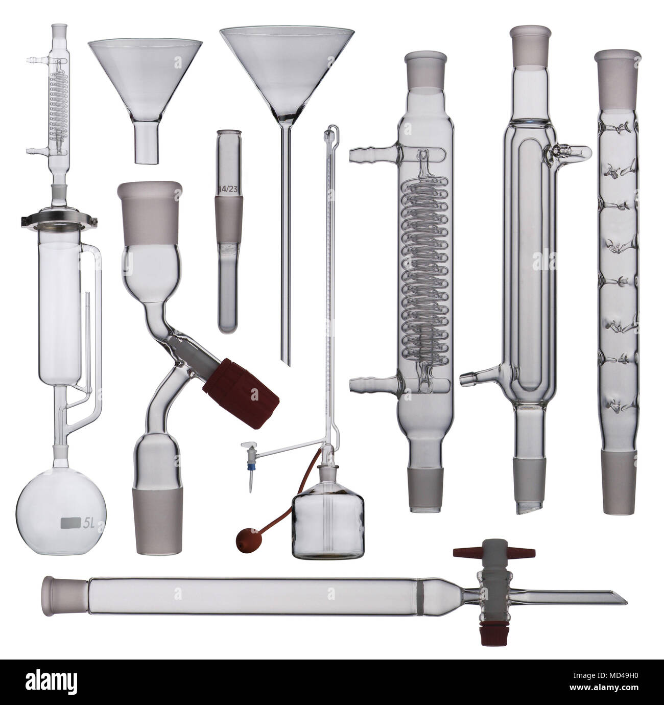 Lab. Laboratory glassware set on background Stock Photo - Alamy