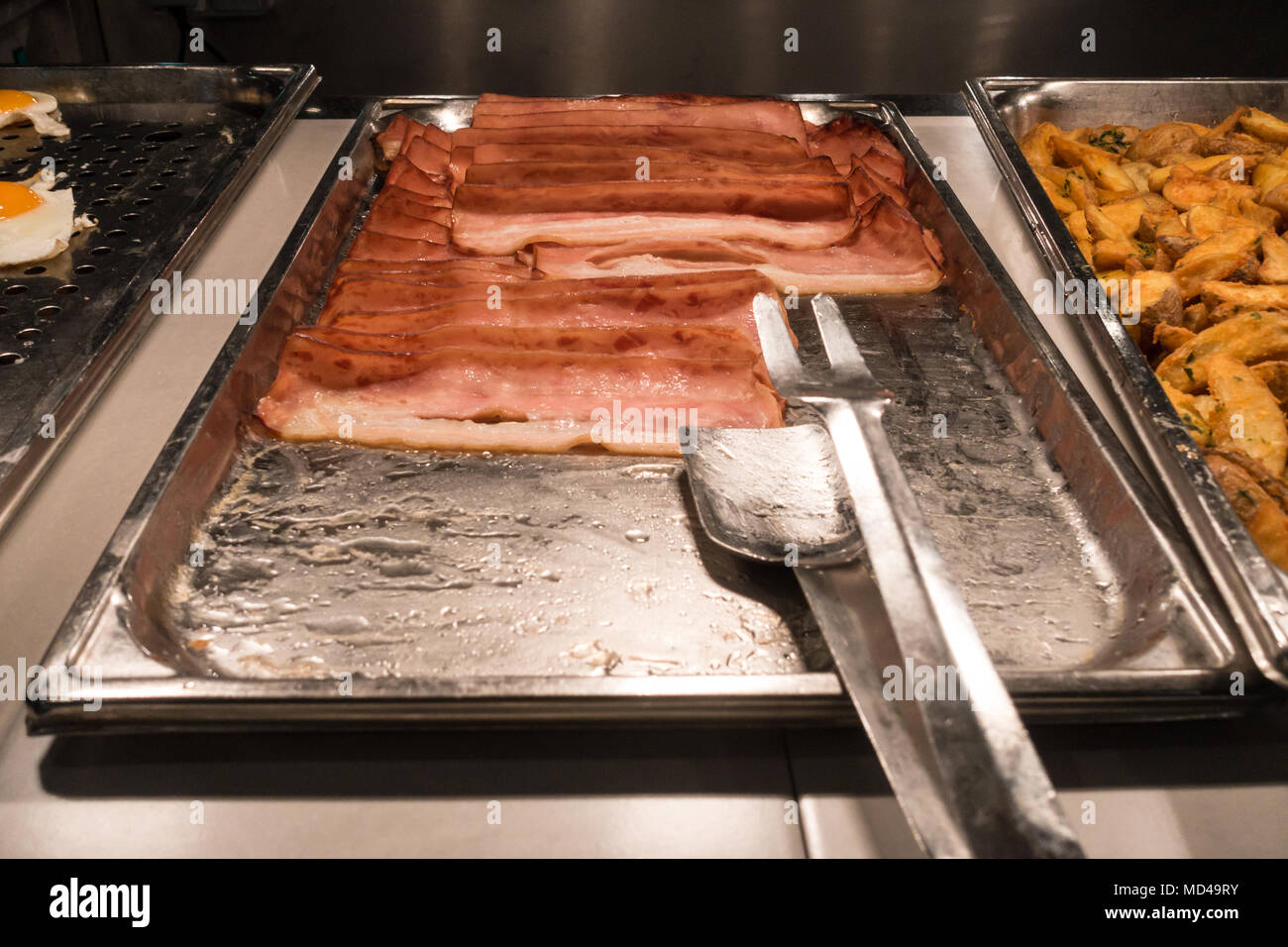 A tray of bacon at self service breakfast buffet at a hotel Stock Photo ...