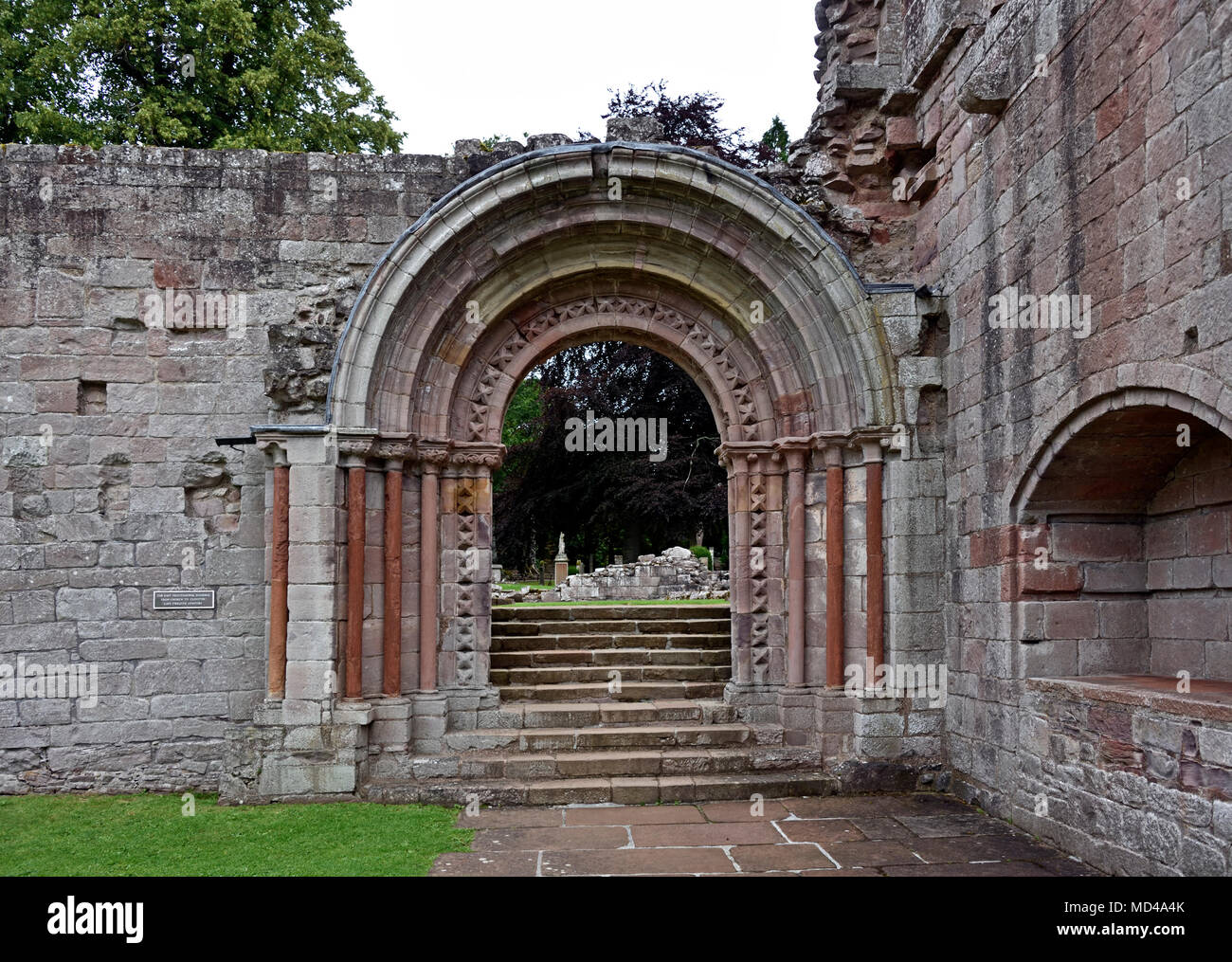 Detail of Romanesque doorway. Dryburgh Abbey. Dryburgh, St.Boswells ...