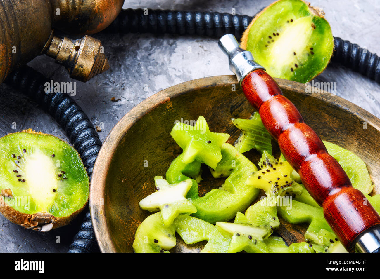 Oriental hookah with the aroma kiwi for relax.Kiwi shisha Stock Photo ...