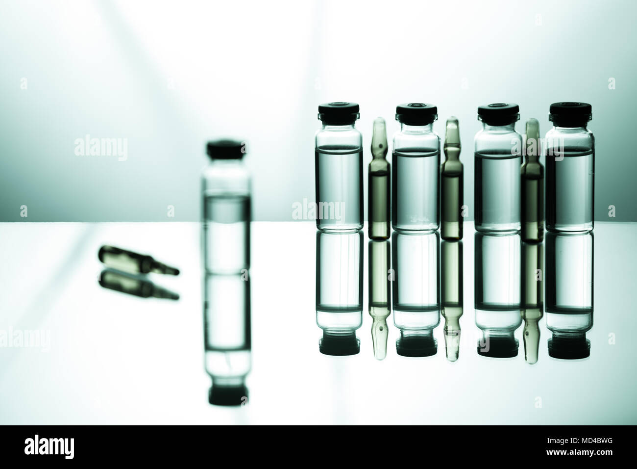 Group object of liquid medicinal agent in limpid glassware in medical ...
