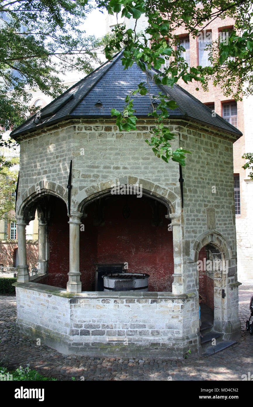 Netherlands,Zeeland,Walcheren,Veere, july2016:fontain in front of the ...