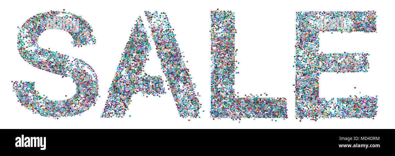 Sale sign painted with sparkles on white background Stock Photo - Alamy