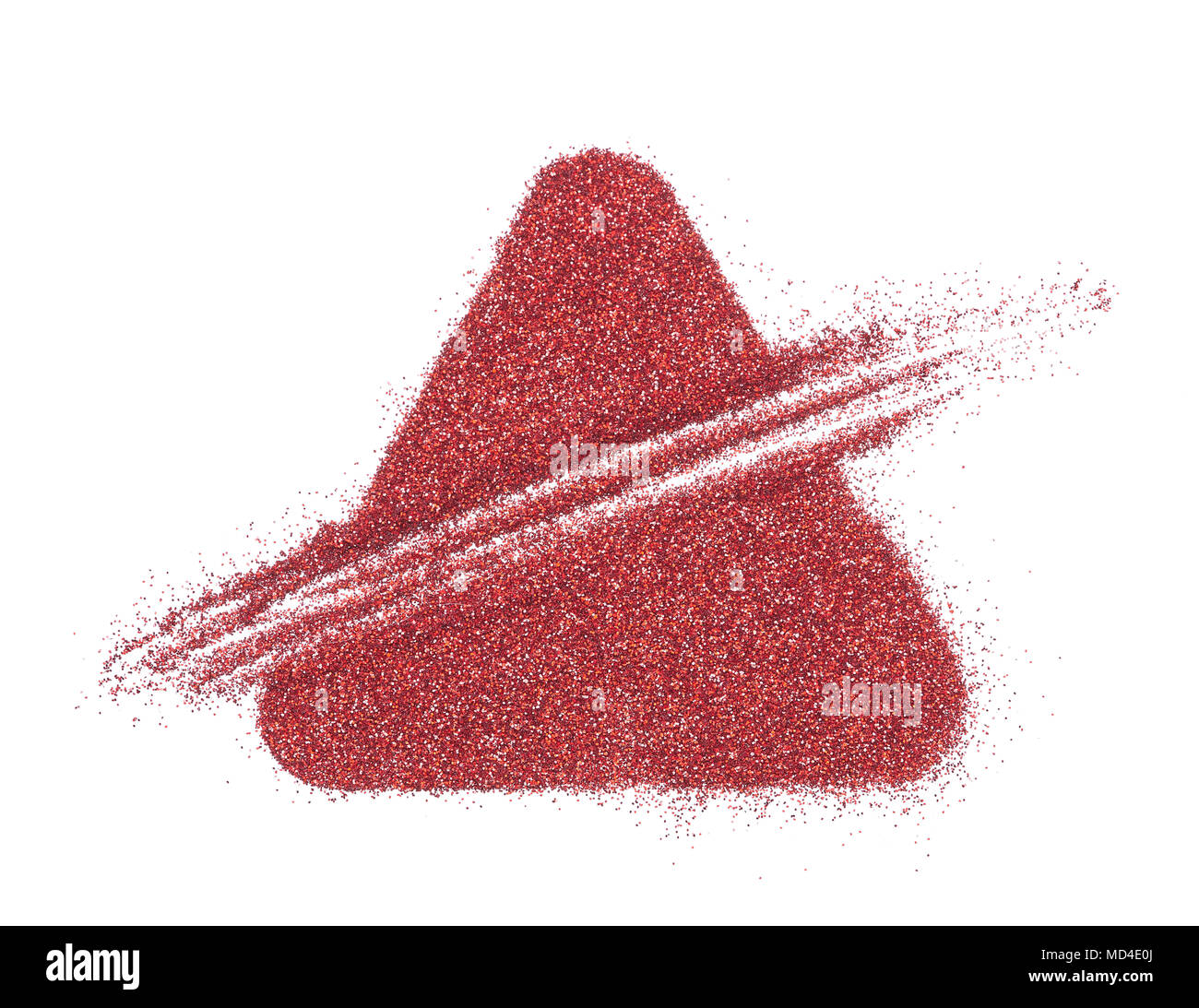 Bright and original red glitter background, in the form of a triangle ...