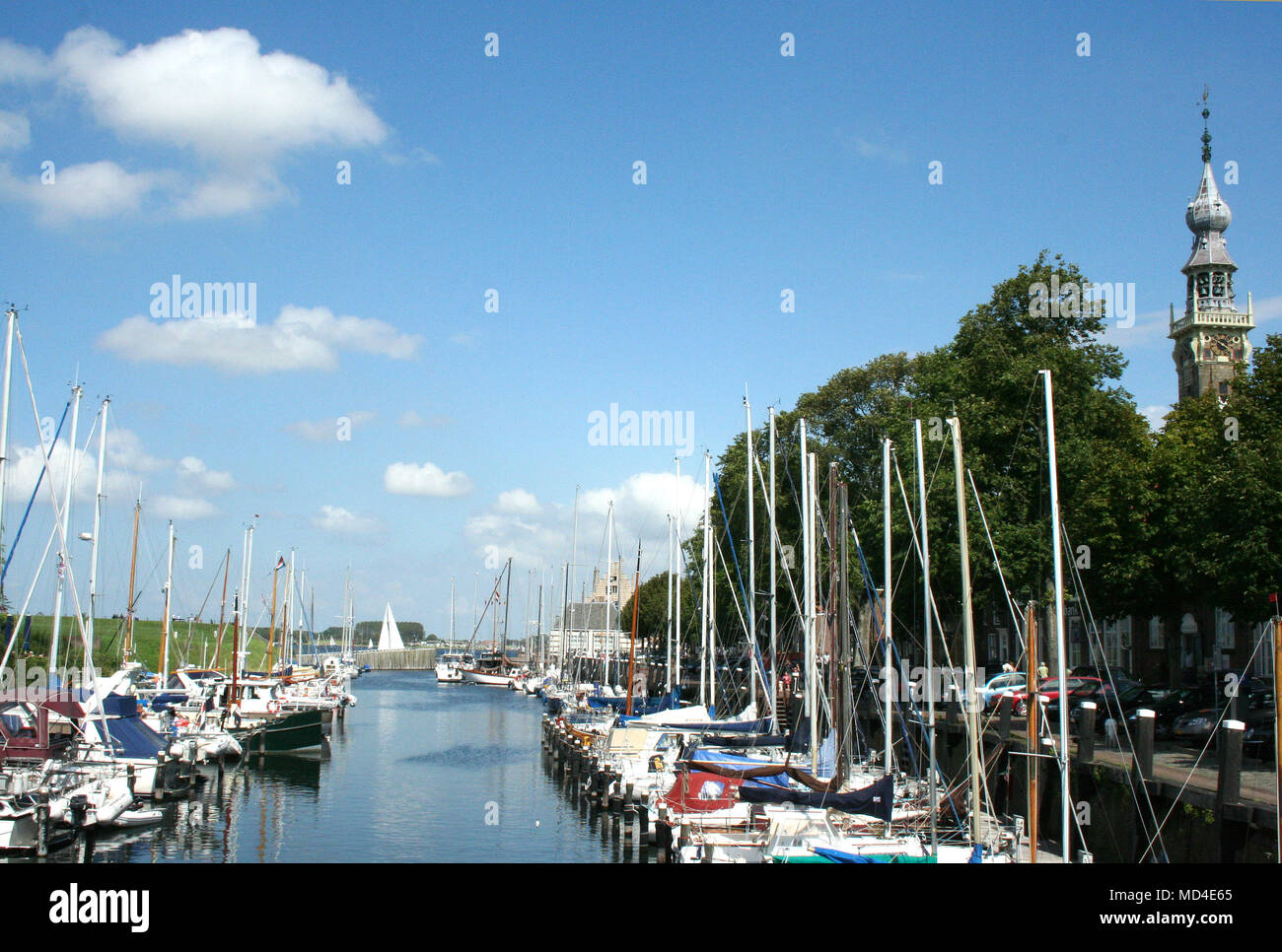 Netherlands,Zeeland,Walcheren,Veere, july2016: Ships and boats are ...