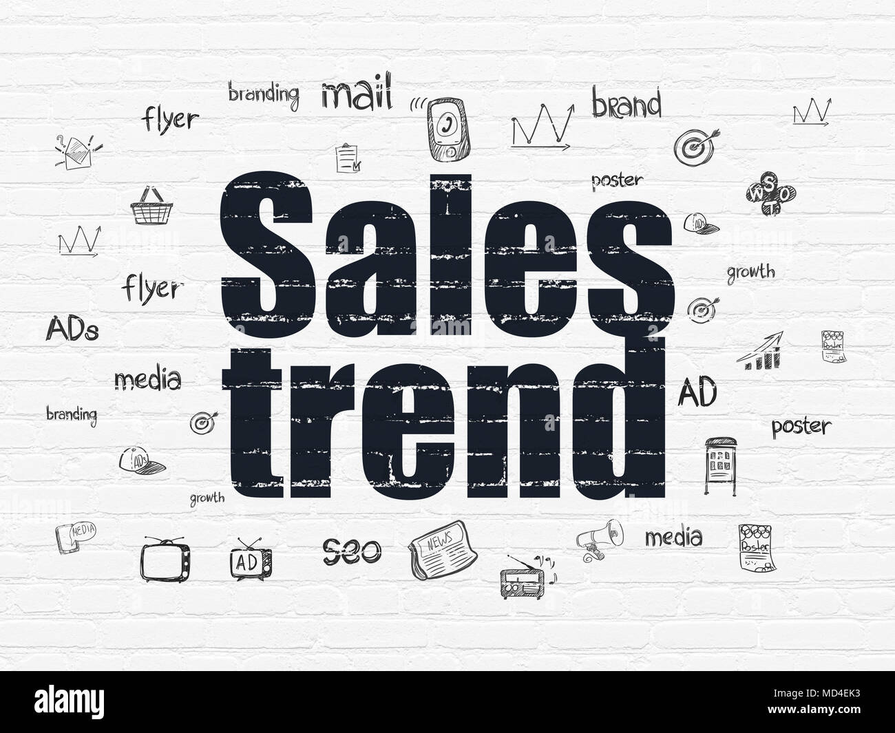 Marketing concept: Sales Trend on wall background Stock Photo - Alamy