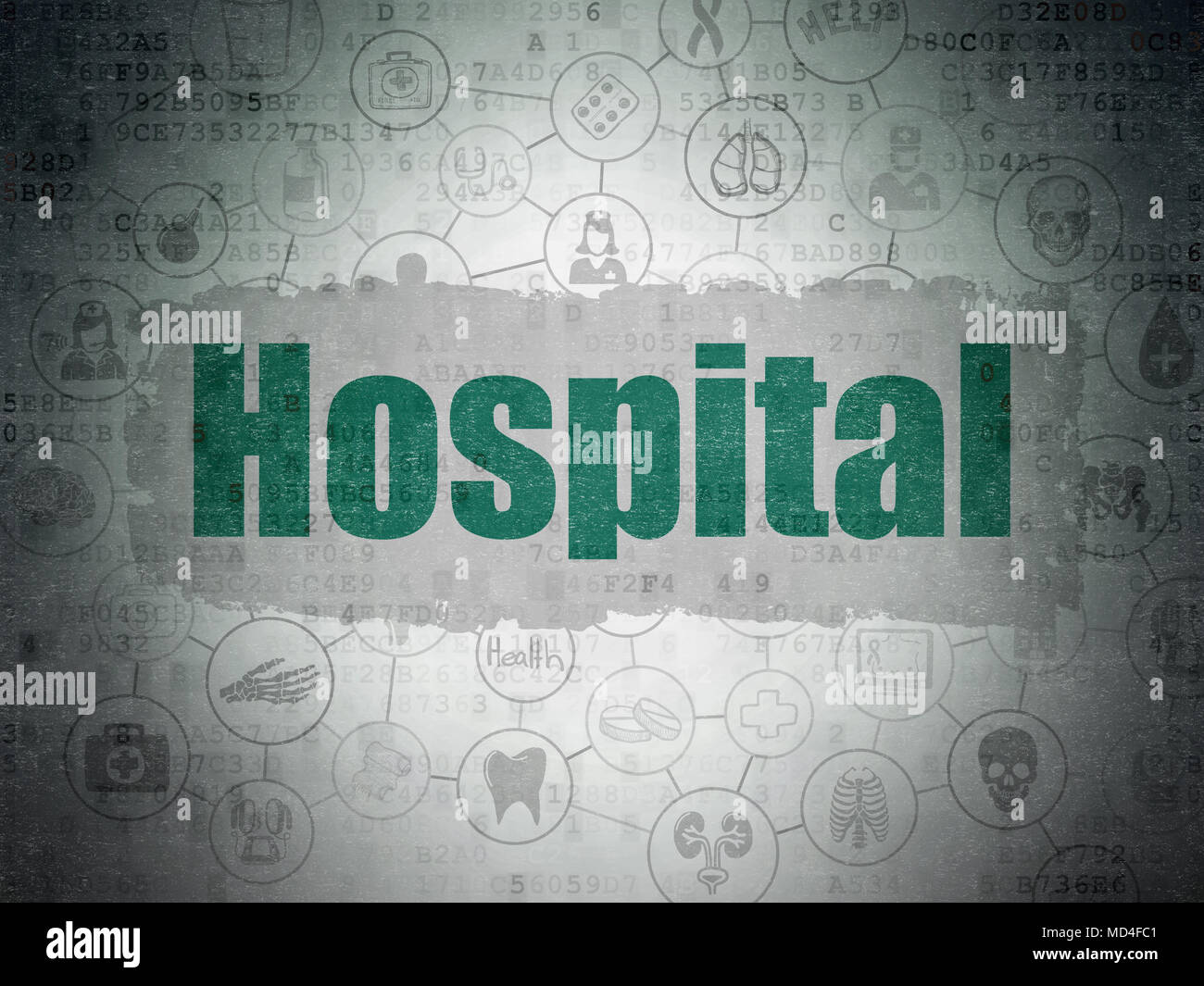 Medicine concept: Hospital on Digital Data Paper background Stock Photo ...