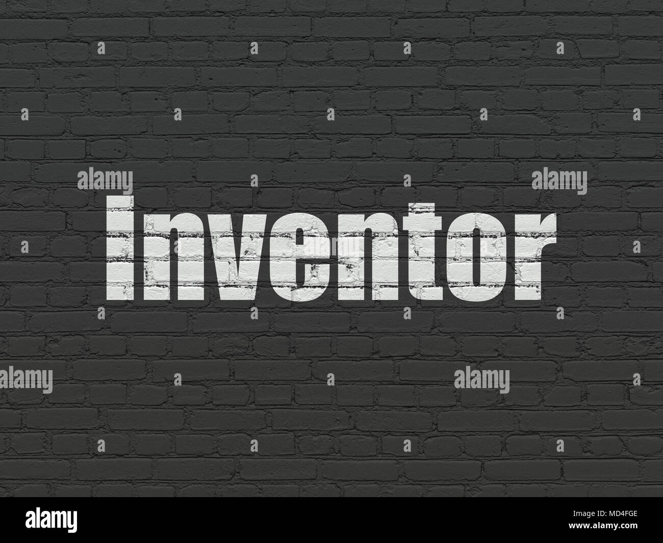 Science concept: Inventor on wall background Stock Photo - Alamy