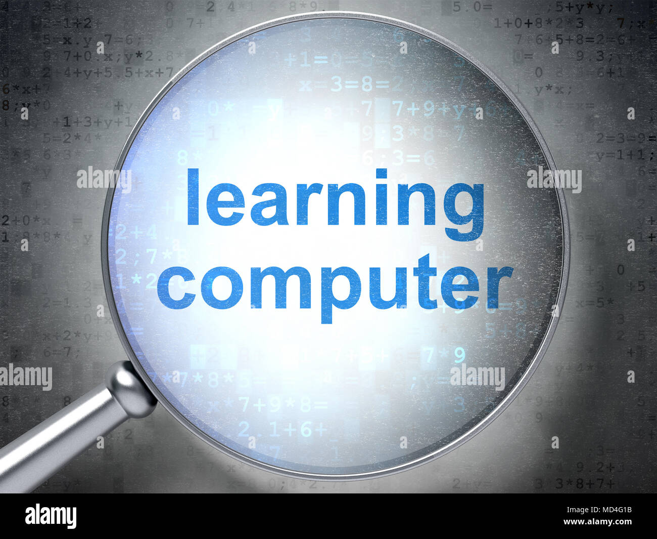 Learning concept: Learning Computer with optical glass Stock Photo - Alamy