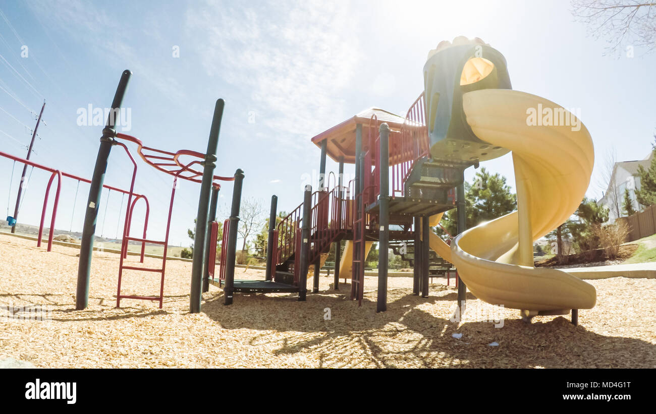Empty outdoor childrens playground in suburbs Stock Photo - Alamy