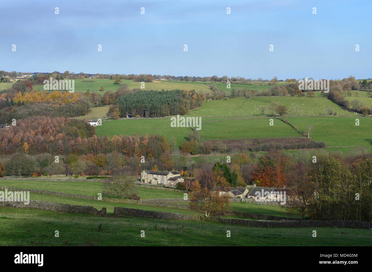 View over Nidderdale above Birstwith Stock Photo - Alamy