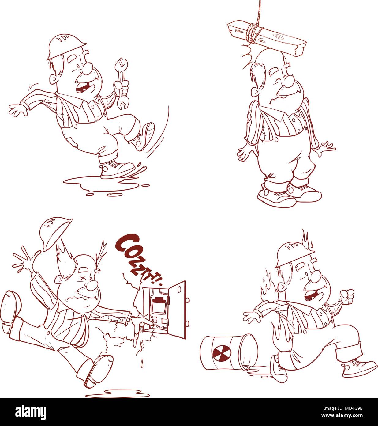 Set of Construction worker, Accident working, safety first, health and ...