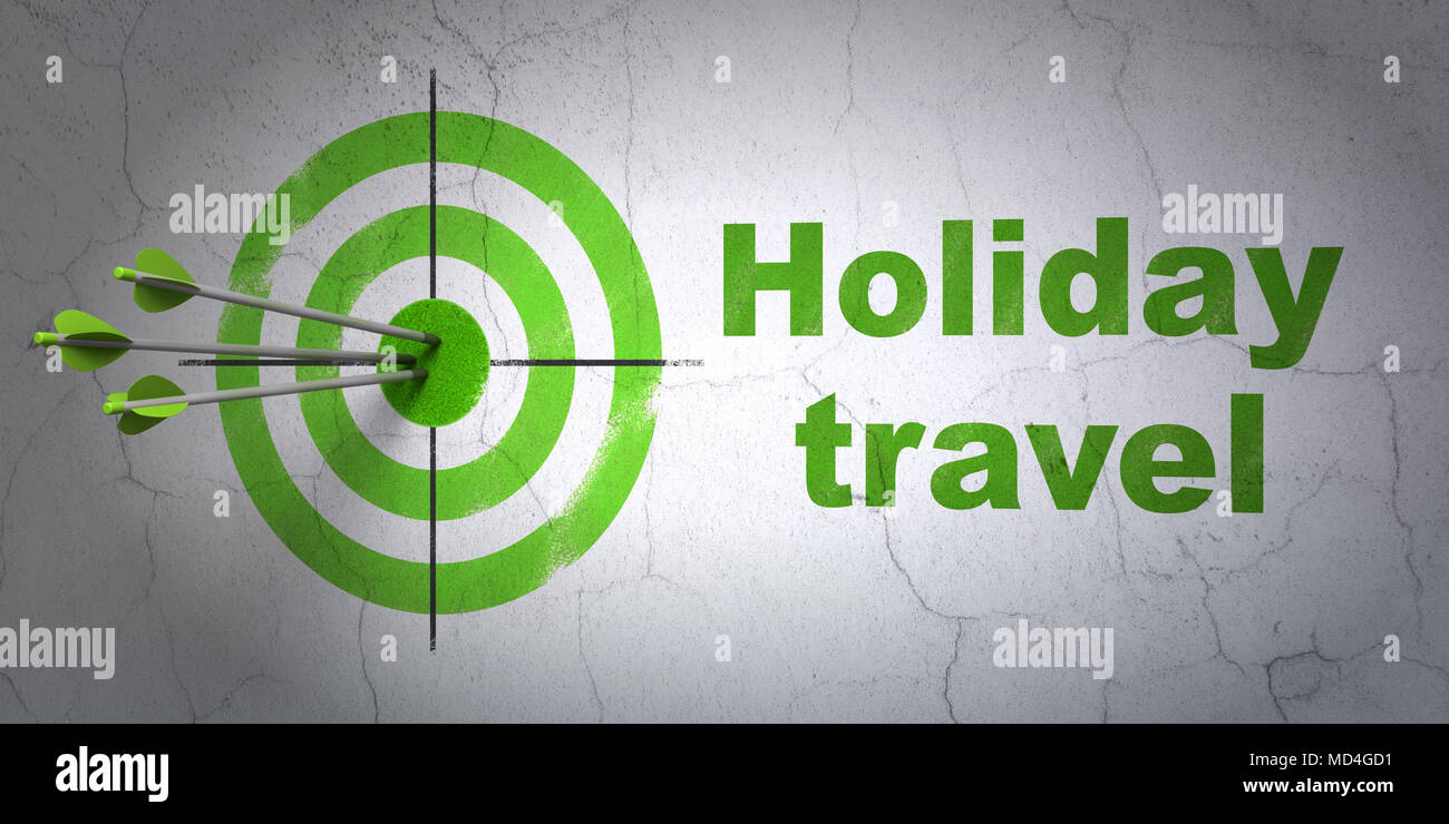 Vacation concept: target and Holiday Travel on wall background Stock ...