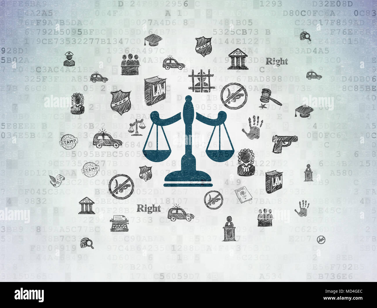 Law concept: Scales on Digital Data Paper background Stock Photo - Alamy