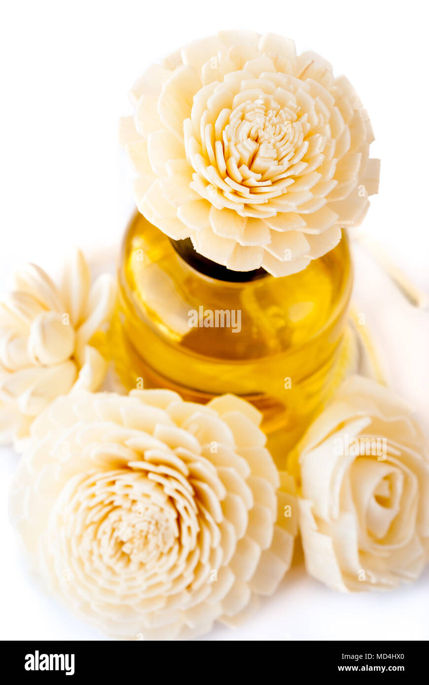 Essential Oil with Handmade Flower Reed Diffusers Stock Photo - Alamy