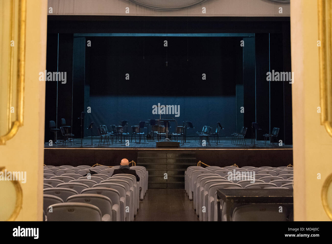 Waiting for performance to begin hi-res stock photography and images ...