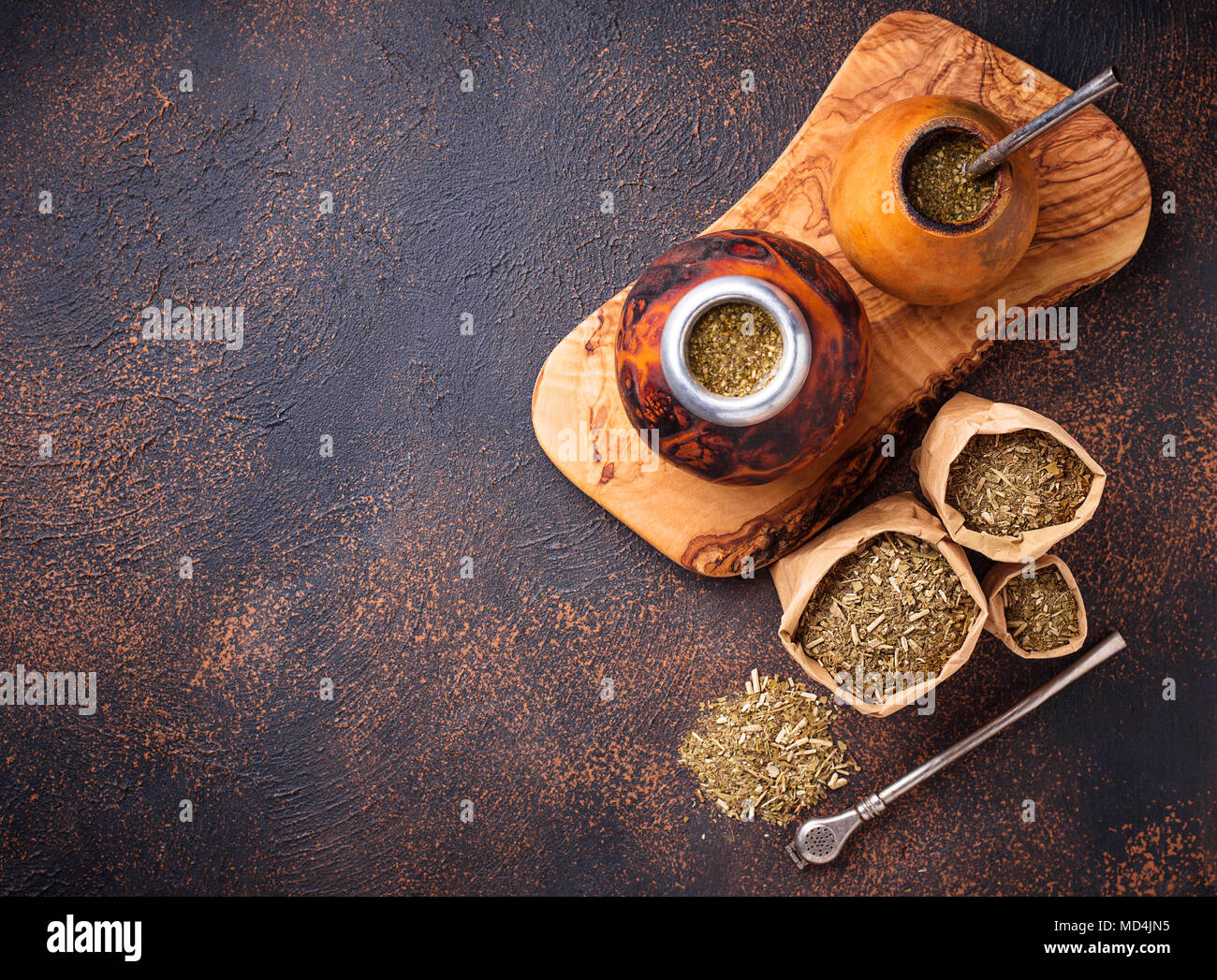 Yerba mate tea with calabash and bombilla Stock Photo - Alamy