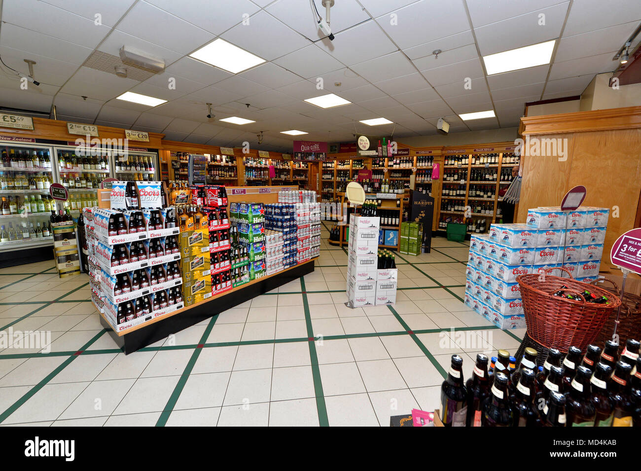 Interior of Off Licence selling beers, wines and spirits, Derry ...