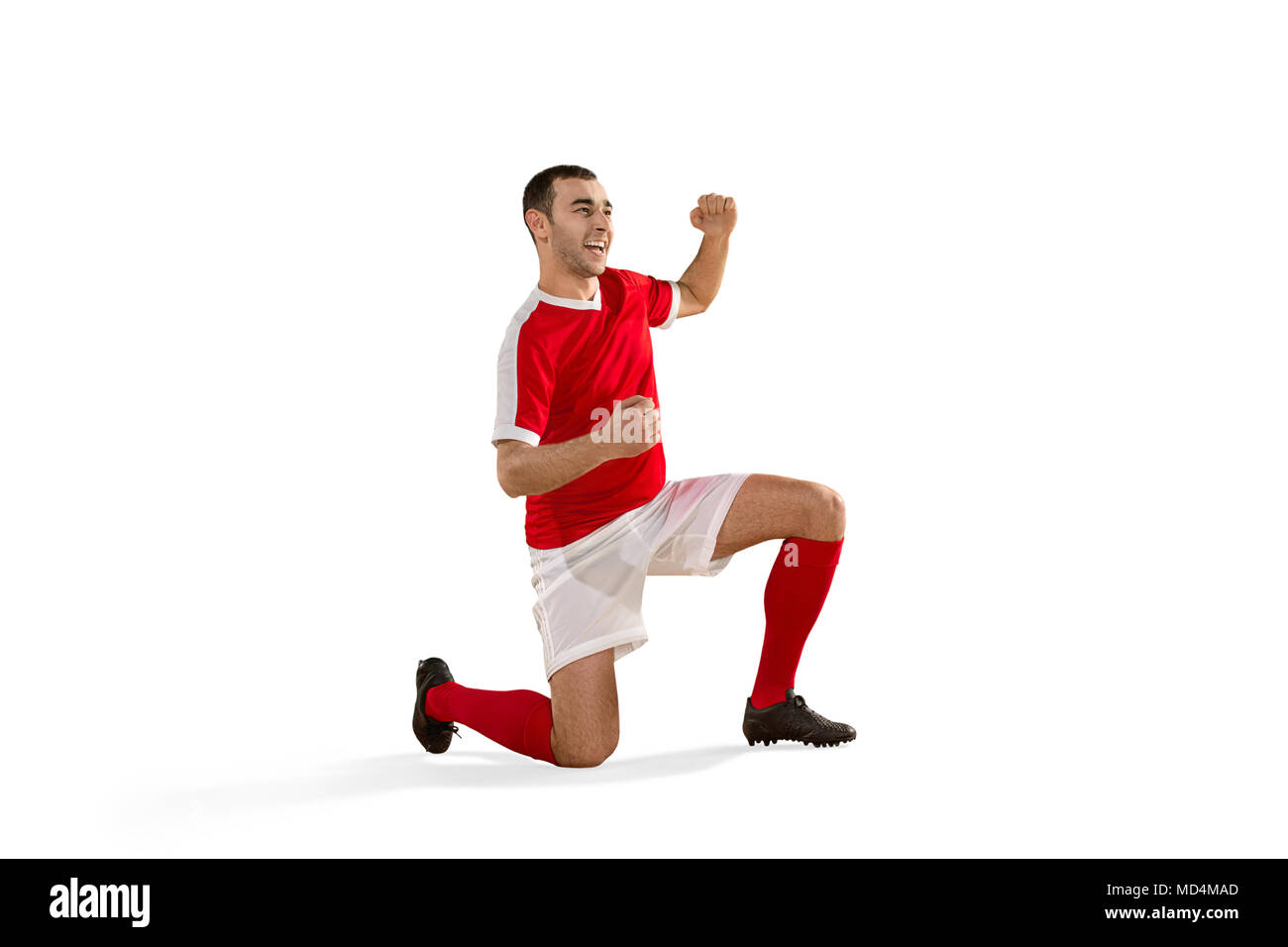 Happiness football player after goal Stock Photo - Alamy